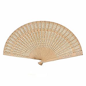 EMVANV Wooden Folding Fan, Vintage Foldable Hand Held Fan Chinese Style Hollow Wooden Wedding Fan Ornament for Bridal Dancing Props Church Party (Size:8 Inches)