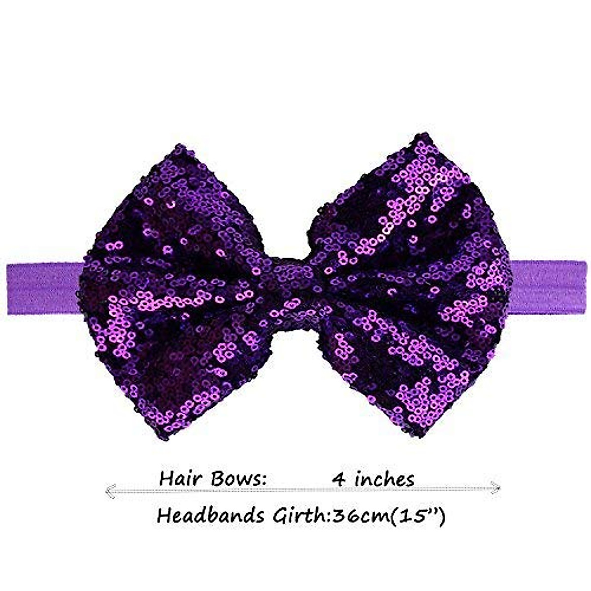 CellElection 15Pcs Baby Girls Headbands 4'' Big Boutique Bling Sparkly Glitter Sequin Hair Bows Headband Elastic Hair Bands Hair Accessories for Toddlers Infants Newborns