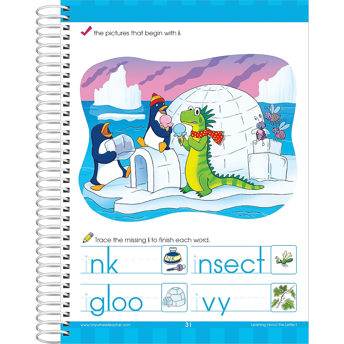 School Zone - Big Kindergarten Workbook - 320 Spiral Pages, Ages 5 to 6, Early Reading and Writing, Numbers 0-20, Basic Math, Matching, Story Order, and More (Big Spiral Bound Workbooks)