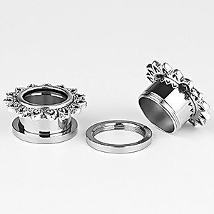 KUBOOZ(1 Pair Simple Retro Screw Ear Plugs Tunnels Gauges Stretcher Piercings 2g to 5/8 inch