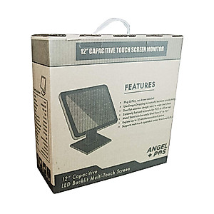 12-Inch Capacitive Multi-Touch POS TFT LED Touchscreen Monitor, True Flat Seamless Design with Adjustable POS Stand for Retail Restaurant, HDMI & VGA Inputs, High Resolution 1024 x 768