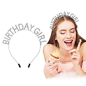 WLLHYF Birthday Crowns Girl Headband Birthday Sash Bling Rhinestone Hair Band Princess Tiara Sweet Happy Birthday Accessories for Women Girls Party Valentine's Day Festival Decorations