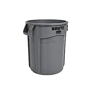 Rubbermaid Commercial Products FG261000GRAY Brute Heavy-Duty Round Trash/Garbage Can, 10-Gallon, Gray