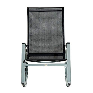 Outsunny Outdoor Modern Front Porch Patio Rocking Sling Chair - Black/Silver