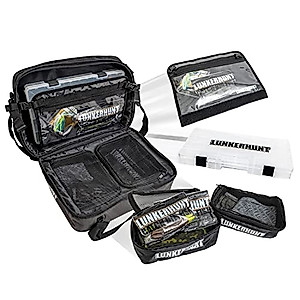 Lunkerhunt Fishing Sling Bag with Adjustable Strap | Tackle Bag with Tackle Box trays (1 included) | 2 Removable Fishing Gear Bags | Water-Resistant TPE fabric |Messenger Bag for Fishing