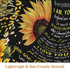to My Mom Gifts Blanket Mother's Day Blanket Gifts for Mom from Daughter Sunflower Throw Blanket Lightweight Fuzzy Cozy Soft Flannel Blanket for Living Room Bedroom Couch Bed Sofa 40x50 Inch