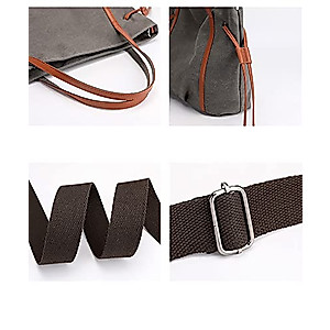 Canvas Shoulder Handbag Tote Bags for Women Top Handle Satchel Handbags Messenger Bag Purse with Adjustable Shoulder Strap (Khaki)