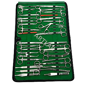 Premium ARTLAB 157 Pieces Instruments Kit Veterinary Scissors Forceps Needle Holders Scalpel Handle, Stainless Steel Instruments kit with Carrying case