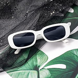 Tskestvy 2 Pack Square Rectangle Sunglasses for Women Men Y2K Retro Trendy Vintage Glasses 90S Cute Aesthetic (Black and White)
