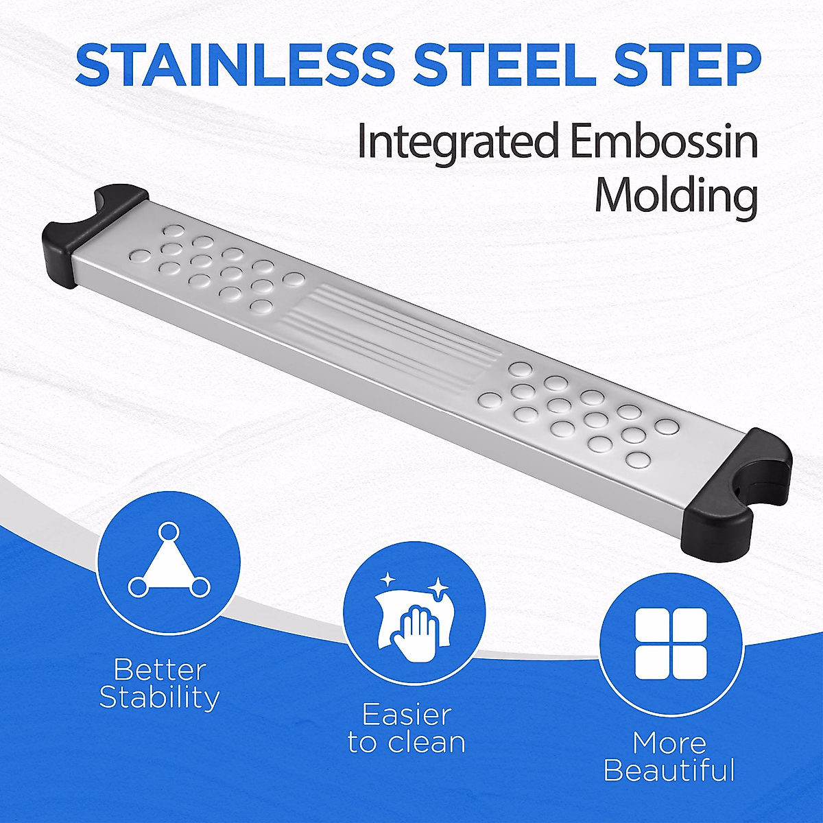 YOLENY Swimming Pool Ladder for Inground Pools, 3 Tread In-Ground Stainless Steel Pool Step with Non-Slip Integrated Pedal, Easy Assembly and Climbing