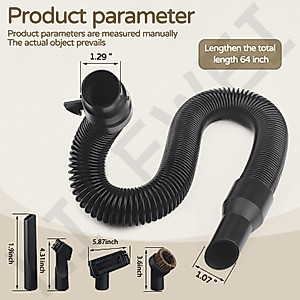14-37-0105 18V Wet/dry Vac Hose Assembly with Universal Attachments Adapter Kit for Milwaukee M18 18v/28v Vacuum 0880-20 0970-20 (Internal Storage), Use to Pick Up Dust and Debris