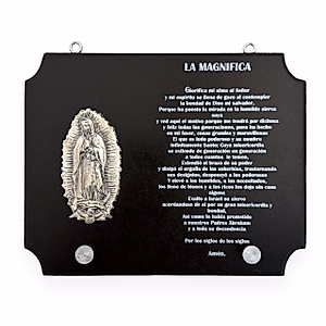 Oracion a La Magnifica Placa Marco Madera Wooden Plaque Frame with Spanish Prayer Key Holder Hooks Catholic Religious Christian Gift