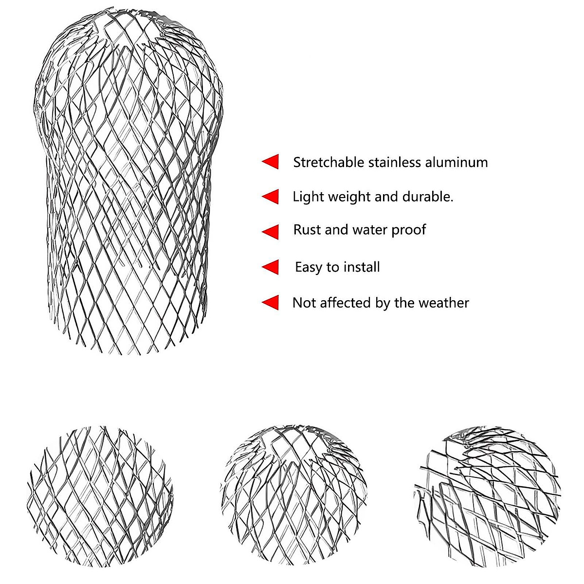 AccEncyc 4 Pcs Gutter Downspout Guards 3.5 Inch Aluminum Leaf Filter Strainer Expandable Gutter Downspout Protector for Preventing Blockage Leaves Debris