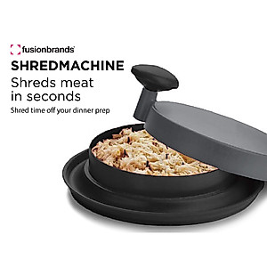 FusionBrands ShredMachine-The Quick, Easy to Use Alternative to Bear Claws Meat Shredder for Pulled Pork, Beef and Chicken and More-BPA Free Hand Shredder with Easy to Grip Handles, Non-Skid Base,Grey