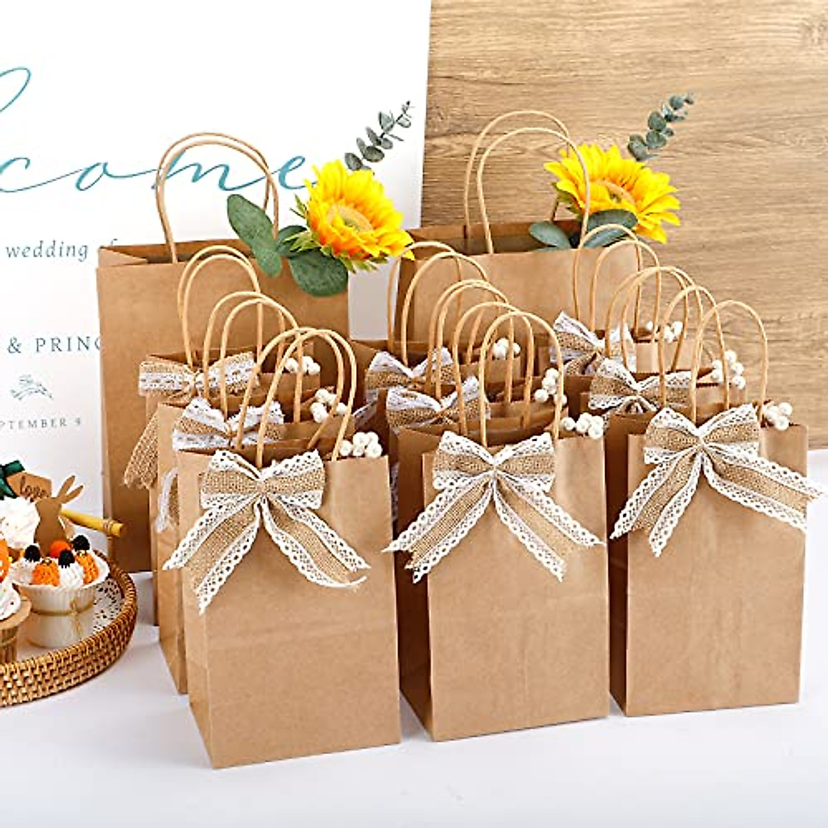 TOMNK 45pc Kraft Paper Gift Bags with Handles - 8/10/12.6 Inch (3 Sizes, 15pc Each) for Business & Party Use