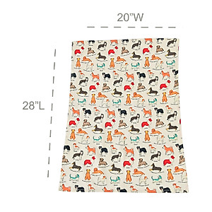 Home-X Dog Illustration Tea Towel for Cooking & Serving, Brightly Colored Print Pattern
