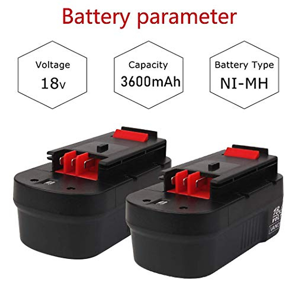 VANON 2Pack HPB18 3.6Ah 18V Replacement for Black and Decker 18V Battery HPB18-OPE 244760-00 A1718 FSB18 FEB180S A18 FS18FL(Three prongs for Black & Decker).