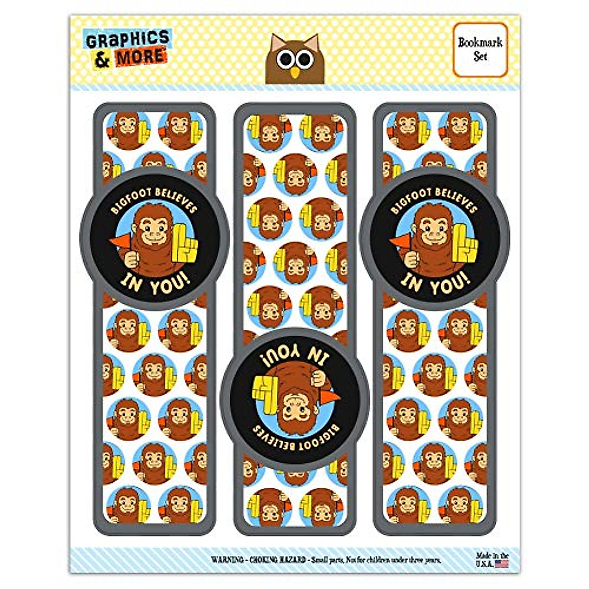 Bigfoot Believes in You Funny Humor Set of 3 Glossy Laminated Bookmarks