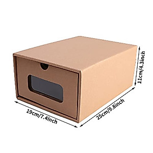 Houseen Shoes Box, 2 Pack, Waterproof Paper Cardboard, Stackable, Stackable Storage Boxes, Transparent Window(Brow)