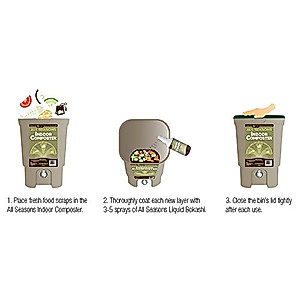All Seasons Indoor Composter Kit, 5-Gallon Black Bucket and 8 oz Liquid Bokashi Compost Starter, Kickstart Composting & Reduce Odors, 75% Recycled Plastic, by SCD Probiotics