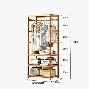 YXDFG Bamboo Garment Rack,Heavy Duty Coat Display Organizer, 3-Tier Storage Shelves & Solid Top Rod Hanging Rack, Shoes Clothing Stand, for Laundry Room Entryway Bedroom,60×29×163cm