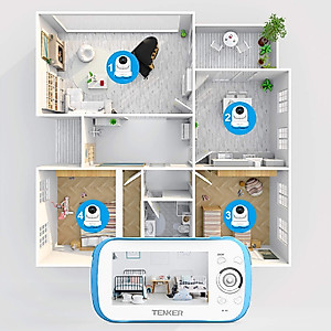 TENKER Video Baby Monitor with Camera and Audio, 4.3 LCD Baby Monitor with Night Vision, Non-WiFi, VOX, Lullaby, Two Way Talk, Temperature Detection, 270°Pan-Tilt-Zoom and Video Record