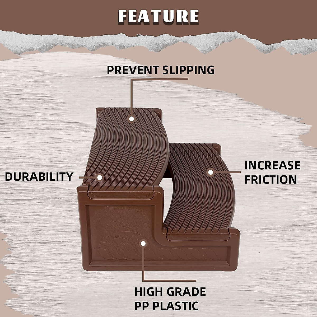 ECOTRIC Spa and Hot Tubs Step Plastic Stairs for Round Straight Sided Spa Espresso Slip-Resistant Outdoor Indoor