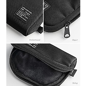 Ringke Mini Pouch [Half Pocket] Nylon Carrying Pouch Small Bag for AirPods, Galaxy Buds, Earphones, Cards, ID - Black