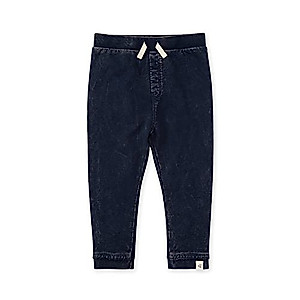 Burt's Bees Baby Knit Jogger Pants, Baby Sweatpants, 100% Organic Cotton Infant Bottoms, Midnight Acid Wash, 3T