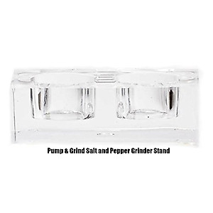 Modern Push Button Salt and Pepper Grinder Set, Grind Gourmet Pump and Grind Sea Salt and Pepper Mill Set with Stand, Refillable Grinder