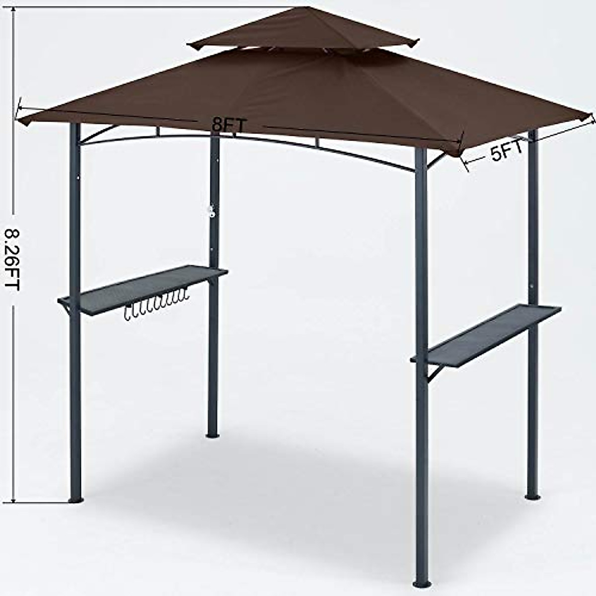 MASTERCANOPY  8 x 5 Grill Gazebo Outdoor BBQ Gazebo Canopy with 2 LED Lights (Brown)