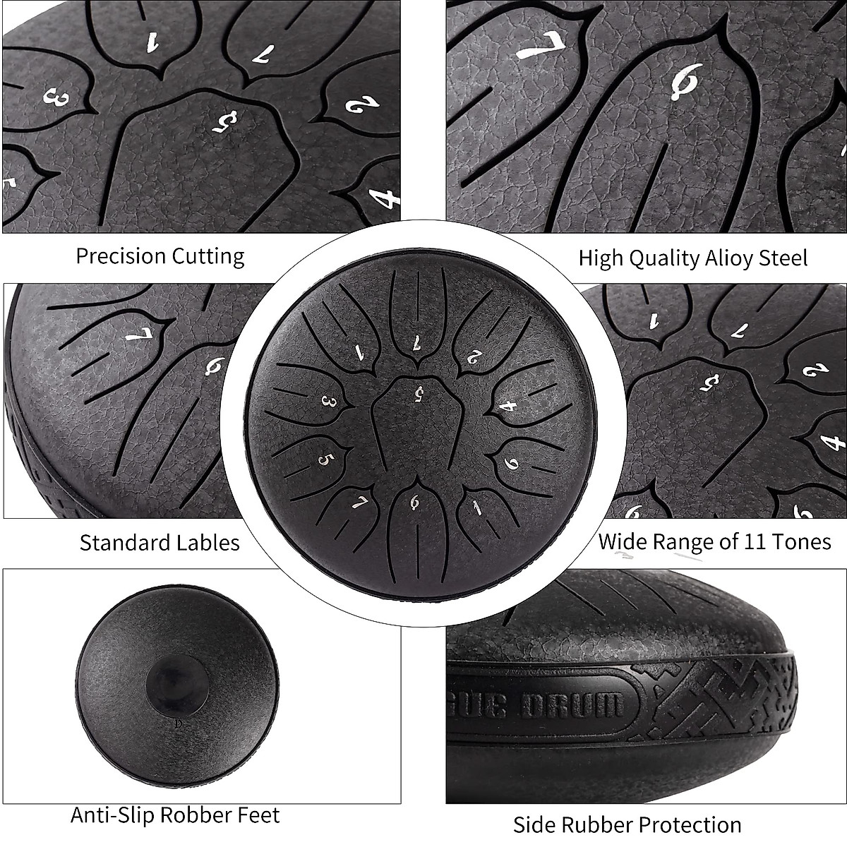 Steel Tongue Drum 11 Note 6 Inches D-Key Tank Drum Handpan Drum Percussion Instrument for Meditation Entertainment Musical Education Concert Mind Healing Yoga