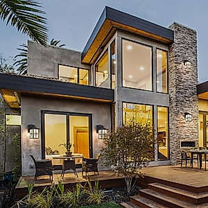 Yisuro Dusk to Dawn Porch Lights Outdoor, Bulb Included, Exterior Lighting Fixtures, Black Wall Sconce Waterproof, Star Outdoor Outside Lighting for Porch House Garage（1 Pack）