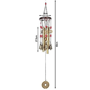Bwinka Chinese Traditional Retro 4 Tubes 5 Bells Bronze Yard Garden Outdoor Living Wind Chimes 60cm