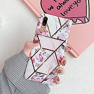 KABIOU Plating Geometric Marble Phone Case for Huawei P40 Pro P30 P20 Lite Pro Mate 30 20 Lite Glossy Soft IMD Phone Back Cover,j,for Huawei P30 Pro