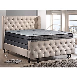 Greaton Soft Encased Hybrid Eurotop Pillowtop Memory Foam Gel Innerspring Fully Assembled Mattress, Good for The Back, Full XL, Black