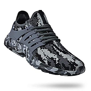 Troadlop Mens Tennis Shoes Breathable Food Service Restaurant Sneakers Comfortable Athletic Sport Running Gym Workout Shoes Camouflage Gray 12