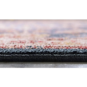 Unique Loom Utopia Collection Traditional Classic Vintage Inspired Area Rug with Warm Hues, 9' x 12' 2" Rectangle, Light Blue/Burgundy