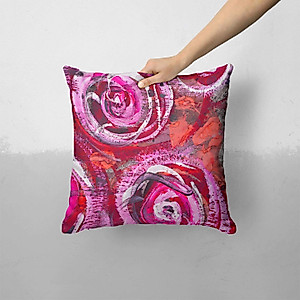 iiRov Watercolor Bright Pink Floral - Custom Decorative Home Decor Indoor or Outdoor Throw Pillow Cover Plus Cushion Set for Sofa, Bed or Couch (Pillow CASE Cover Plus Cushion)