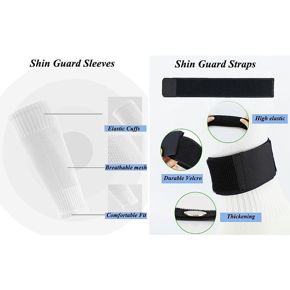 Men's Soccer Non Skid Ball Socks Anti Slip Grip Non Slip Socks, Shin Guard sleeves, Guard Straps for Football