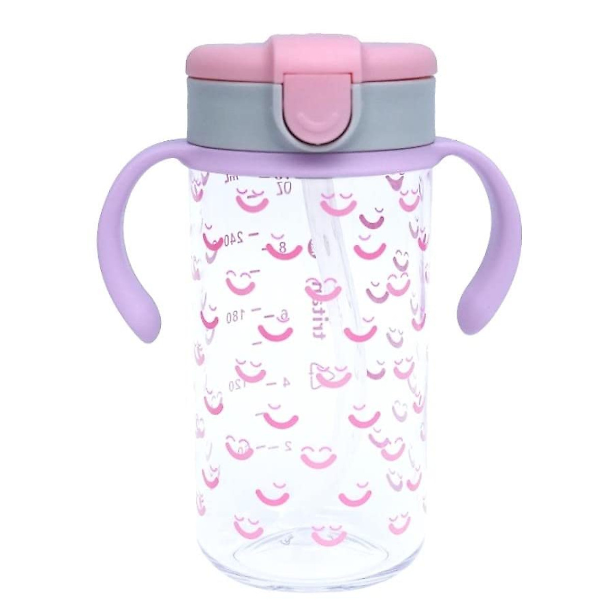 Evorie Tritan Toddler Sippy Cups 10 Oz Kids Water Bottle With Replacement Straw Bundle, Smiles