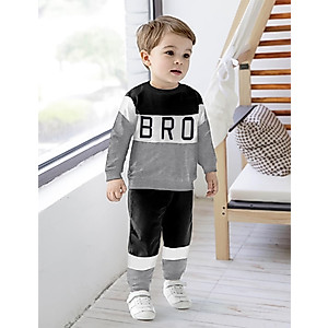 Aulyffo Toddler Boy Clothes,4T 5T Boys Sweatshirts Fall Outfits Casual Long Sleeve Letter Tops Jogger Pants 2Pcs Fashion Boys Clothing Sets