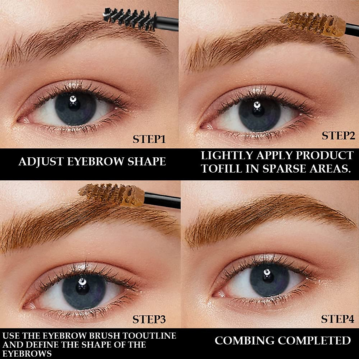 Eyebrow Gel, Eyebrow Color Mascara, Brow Gel, Brow Kit Eyebrow Tinted Gel Set, Eyebrow Repair Liquid Brows Styling Beauty Salon Home Use Makeup, Waterproof Transfer-Proof Cruelty Free - 2 Pack Auburn