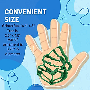 CHRISTMAS COOKIE CUTTERS Head/Face With Santa Hat Leaning Christmas Tree and Hand Holding Ornament Holiday Christmas Cookie Cutters (3 Pack)