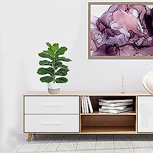 BESAMENATURE 30" Little Artificial Fiddle Leaf Fig Tree/Faux Ficus Lyrata for Home Office Decoration