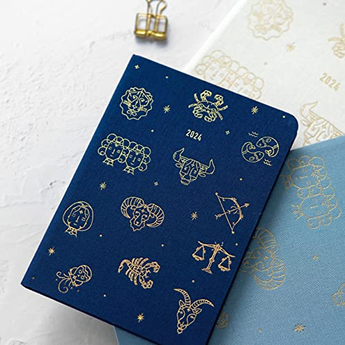 Letts of London Zodiac Weekly/Monthly Planner, 12 Months, January to December, 2024, Sewn Binding, A5 Size, 8.25" x 5.875", Multilingual, Ivory (C082297-24)