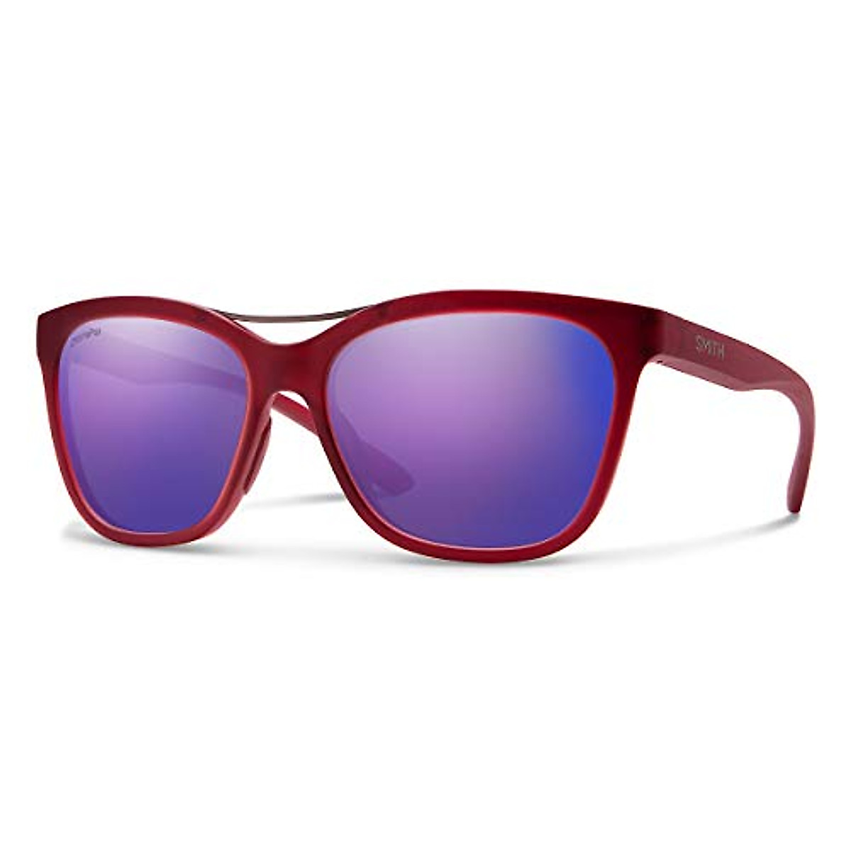 Smith Optics Cavalier ChromaPop Sunglasses, Matte Crystal Deep Maroon/Chromapop Violet Mirror, One Size