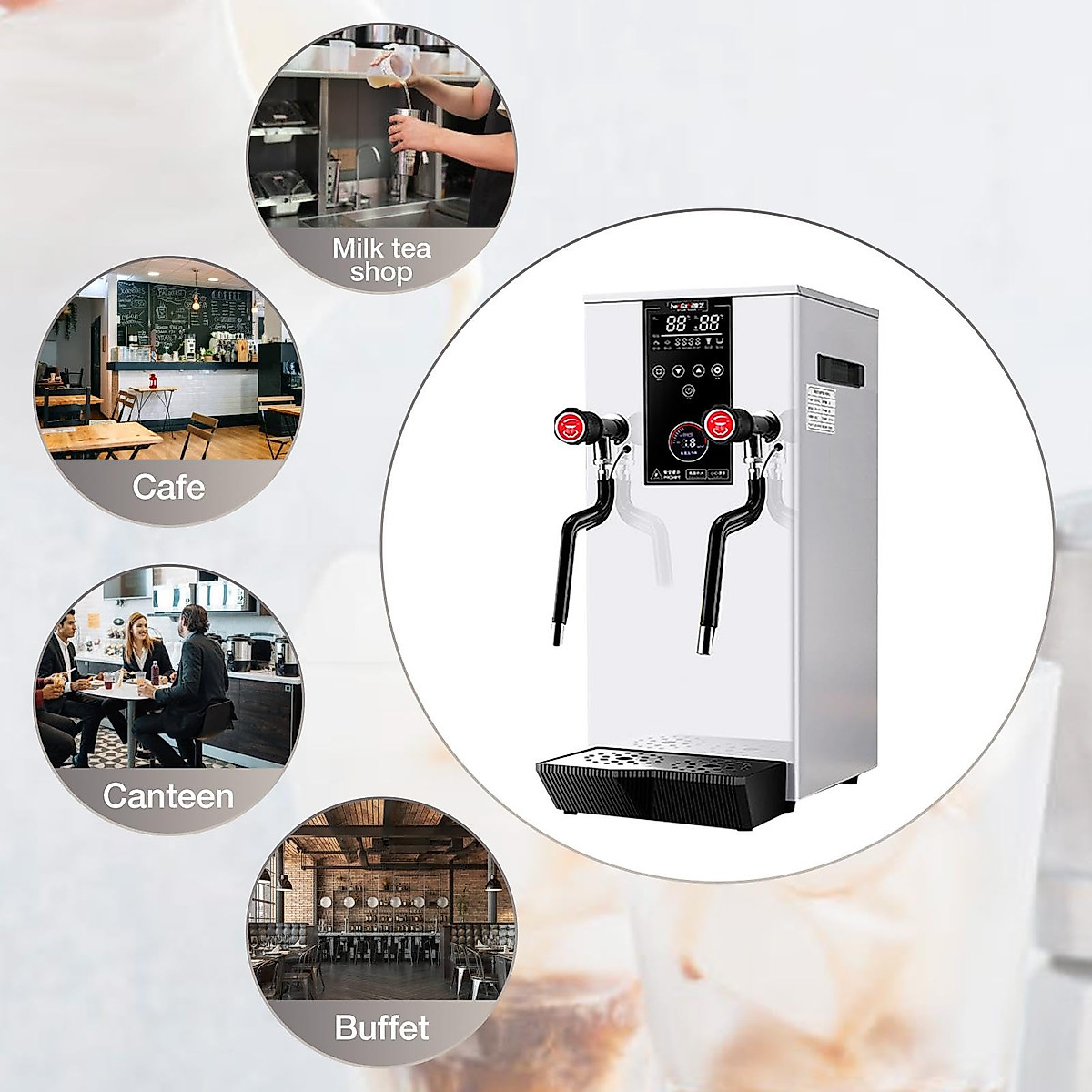 Steam Milk Frother Machine | 12L Steam Boiling Water Frothing Machine - Milk Foamer, 110 V Steam Milk Frothing Machine for Espresso Coffee Tea Dessert Shop Hotel