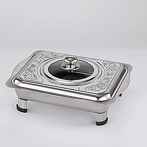 Angoily Dish Tray Chafing Dish Stainless Steel Buffet Pan with Lid Chafer Bowl Rectangular Serving Bowl Canteen Basin with Cover For Weddings Parties Banquets Catering Events Food Warmer