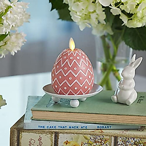 Luminara Rose Tan Egg Figural Flameless Moving Flame Candle, Unscented Real Wax LED Candle, Timer, Holiday Decoration Centerpiece (3"x4.25")